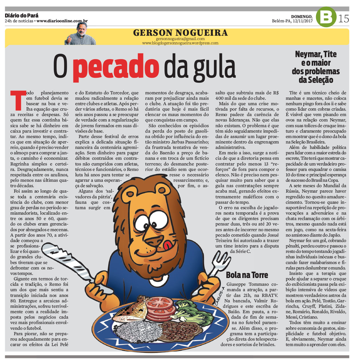 O pecado da gula – Blog do Gerson Nogueira